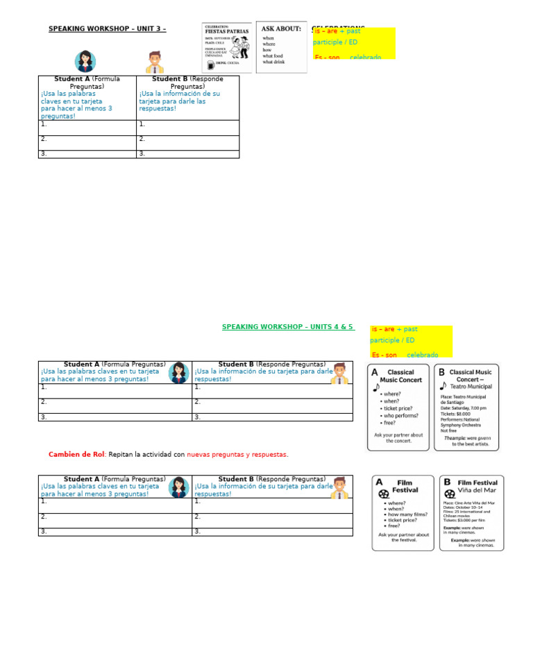 Speaking Activity Unit 4&5 - E4 | PDF