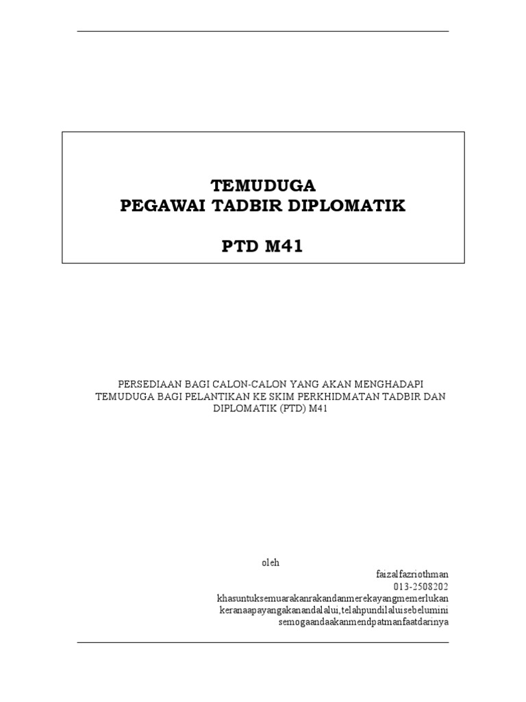 Panduan Temuduga Perkhidmatan Tadbir Diplomatik | PDF