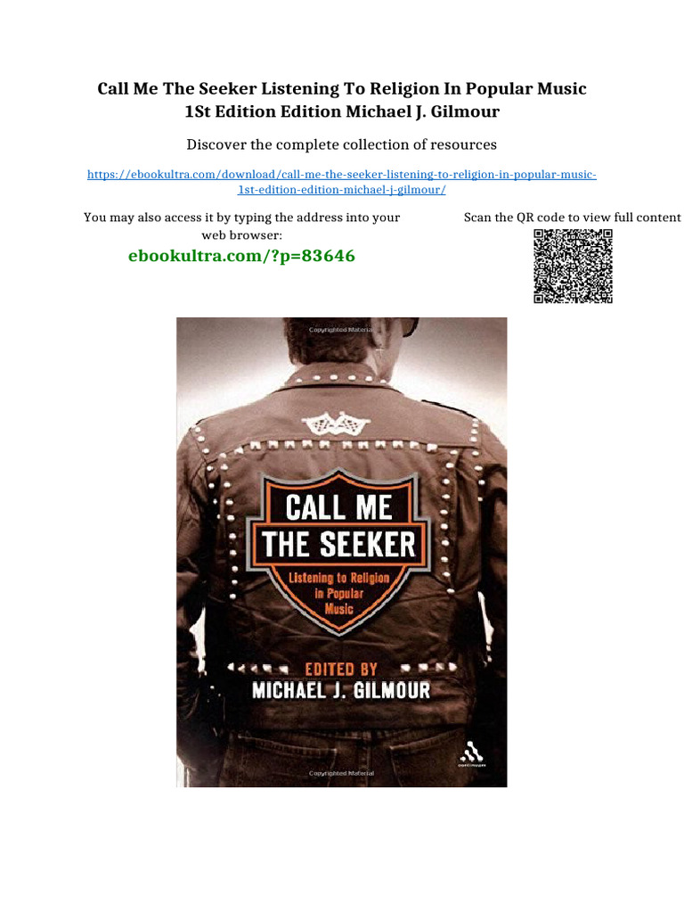 Call Me the Seeker Listening to Religion in Popular Music 1st Edition ...