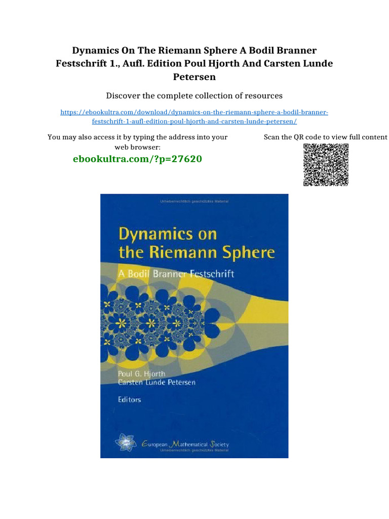 Dynamics on the Riemann Sphere A Bodil Branner Festschrift 1., Aufl ...