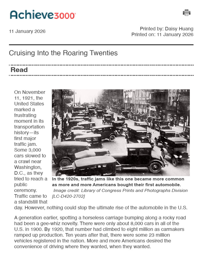 Achieve3000 - Lesson0110 | PDF | Car | Road