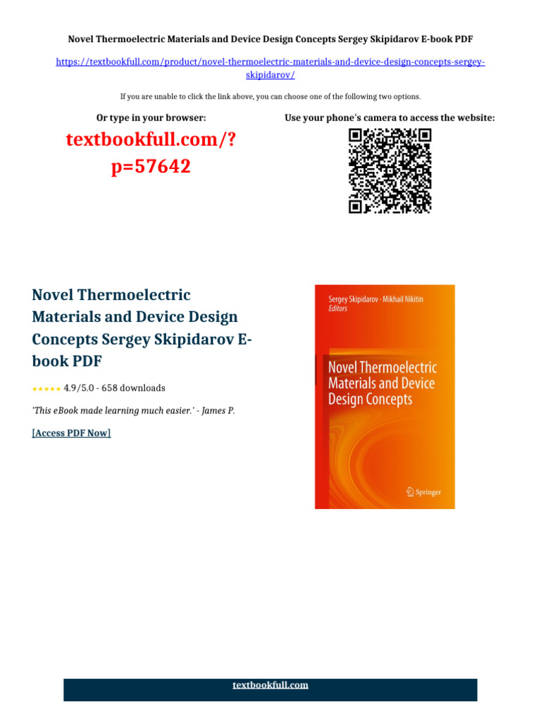 Novel Thermoelectric Materials and Device Design Concepts Sergey ...
