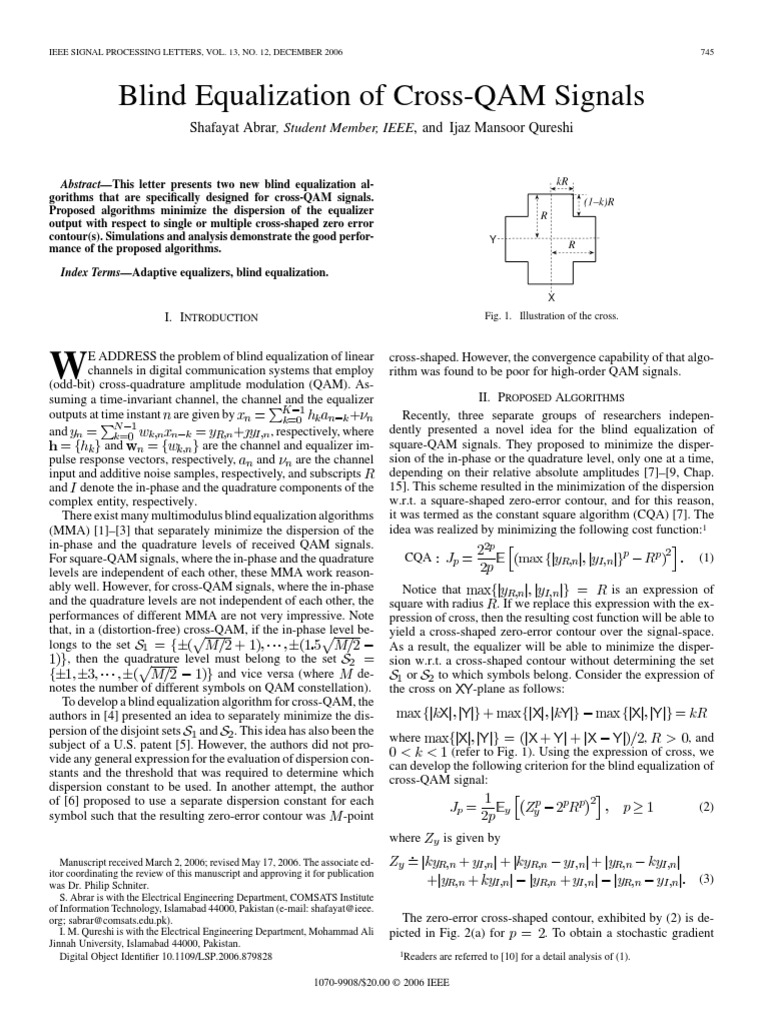 Blind Equalization of Cross-QAM Signals | PDF | Telecommunications Engineering | Electronics