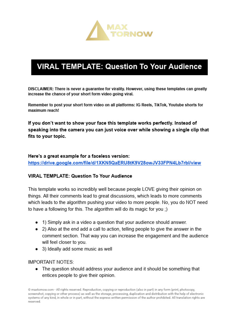 VIRAL TEMPLATE 30 Question To Your Audience | PDF