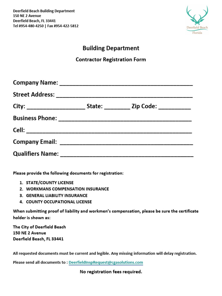 Contractor Registration Form Fillable_ADA_202307070840148878 | PDF