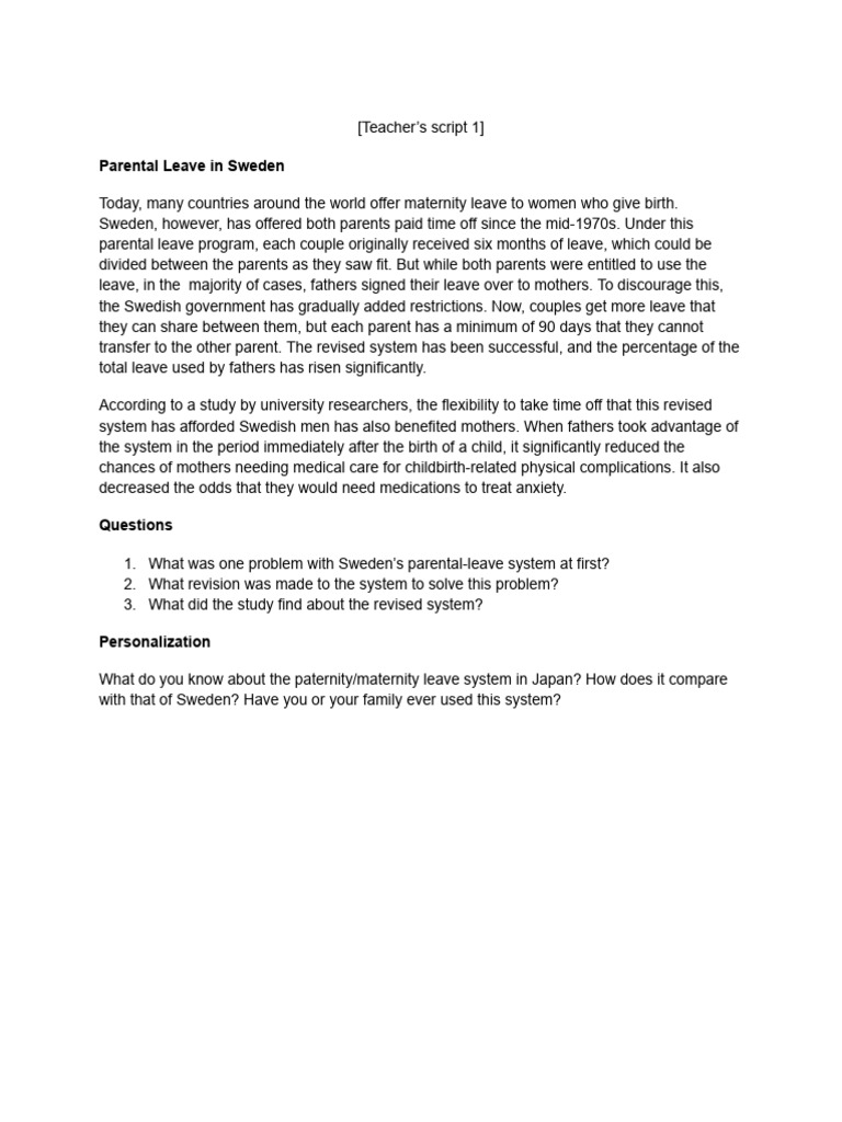 Eiken Pre-1 Practice Dictation 7 | PDF | Parental Leave | Dementia