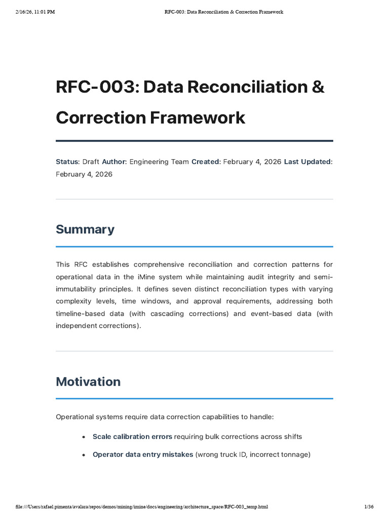 Rfc-003 Data Reconciliation | PDF | Data Management | Computing
