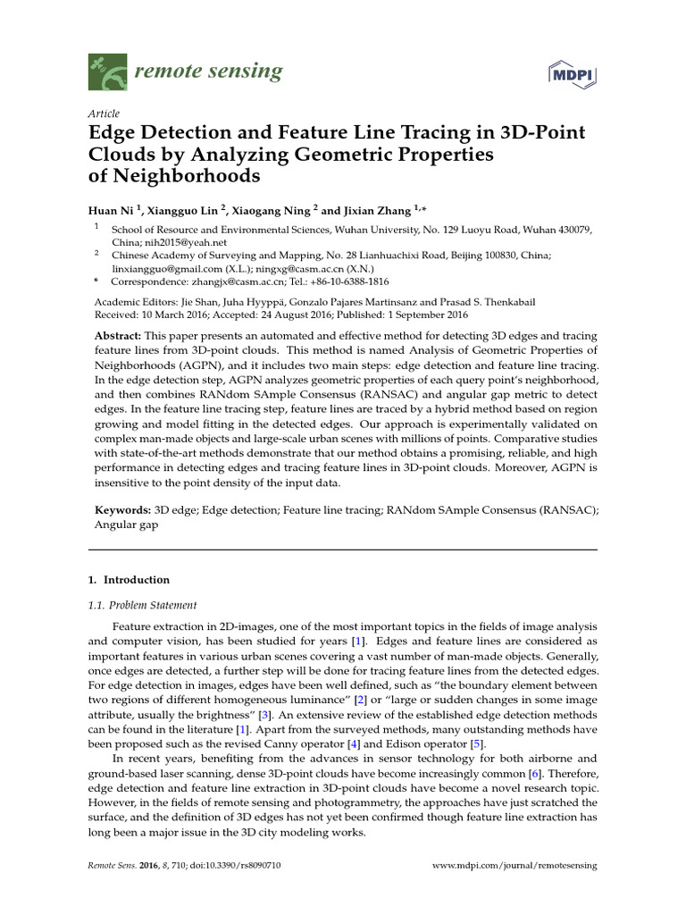 Edge Detection and Feature Line Tracing in 3D-Point Clouds by Analyzing ...