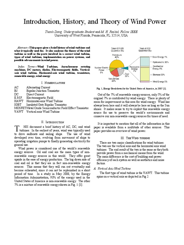 Introduction, History, and Theory of Wind Power | PDF | Wind Turbine ...
