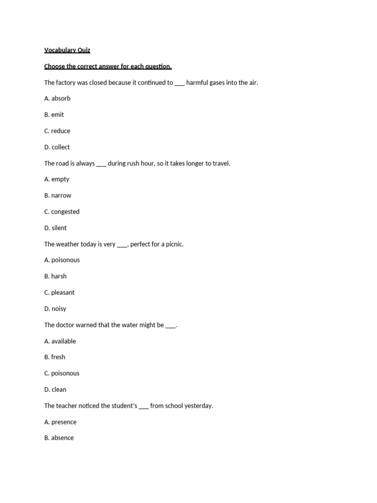 Vocabulary Quiz-WPS Office | PDF