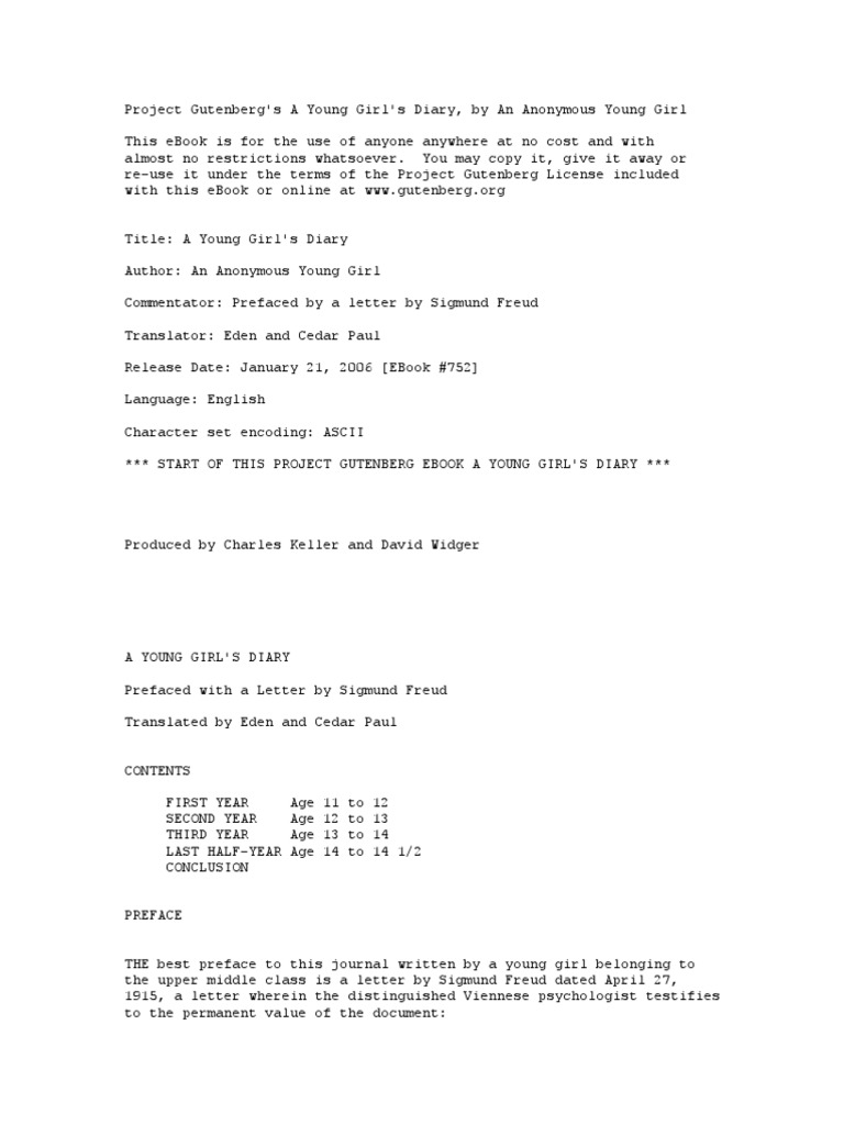 A Young Girl's Diary | PDF