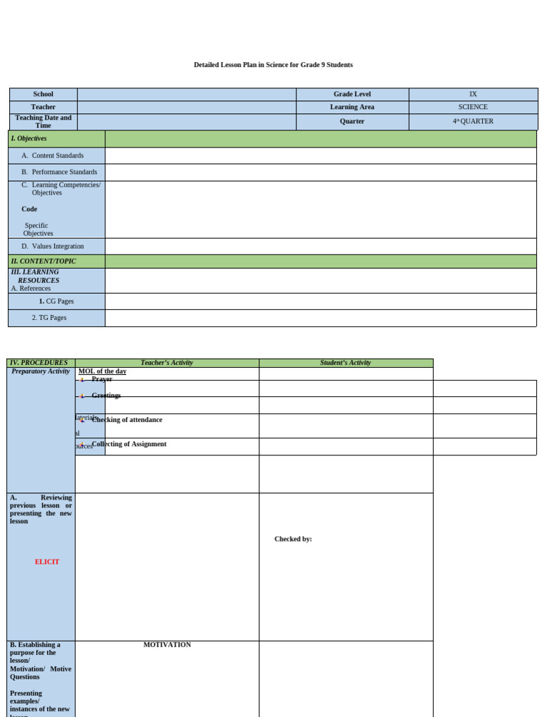 Detailed Lesson Plan 7 Es Template 093255 | PDF