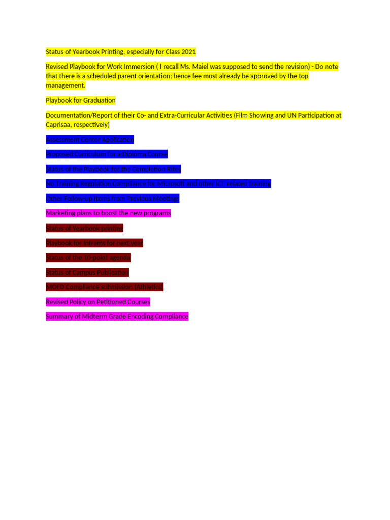 Status of Yearbook Printing | PDF