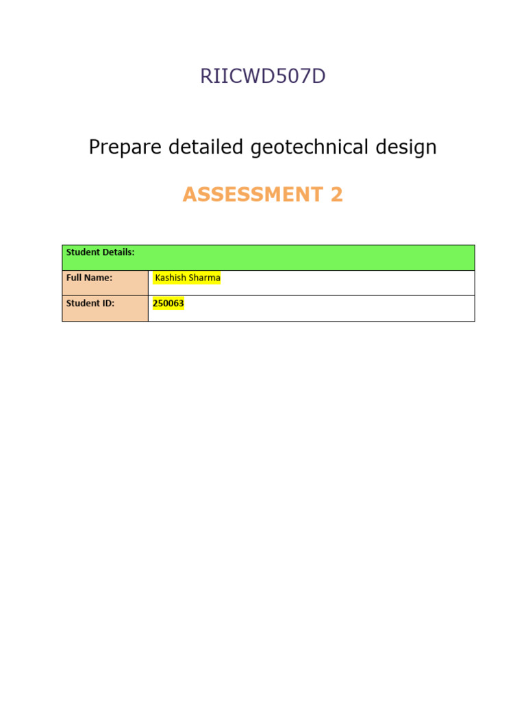 Submission - RIICWD507D Assessment 2 | PDF | Road Surface | Soil Mechanics