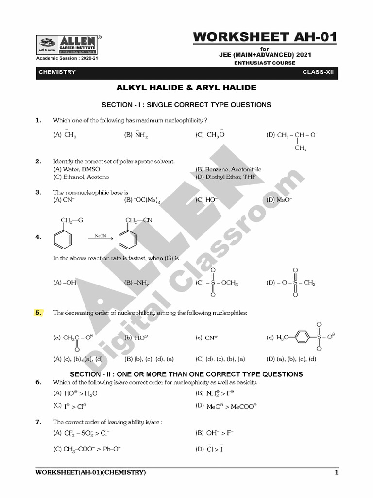 Alkyl, Aryl Halide - Ws 01 | PDF