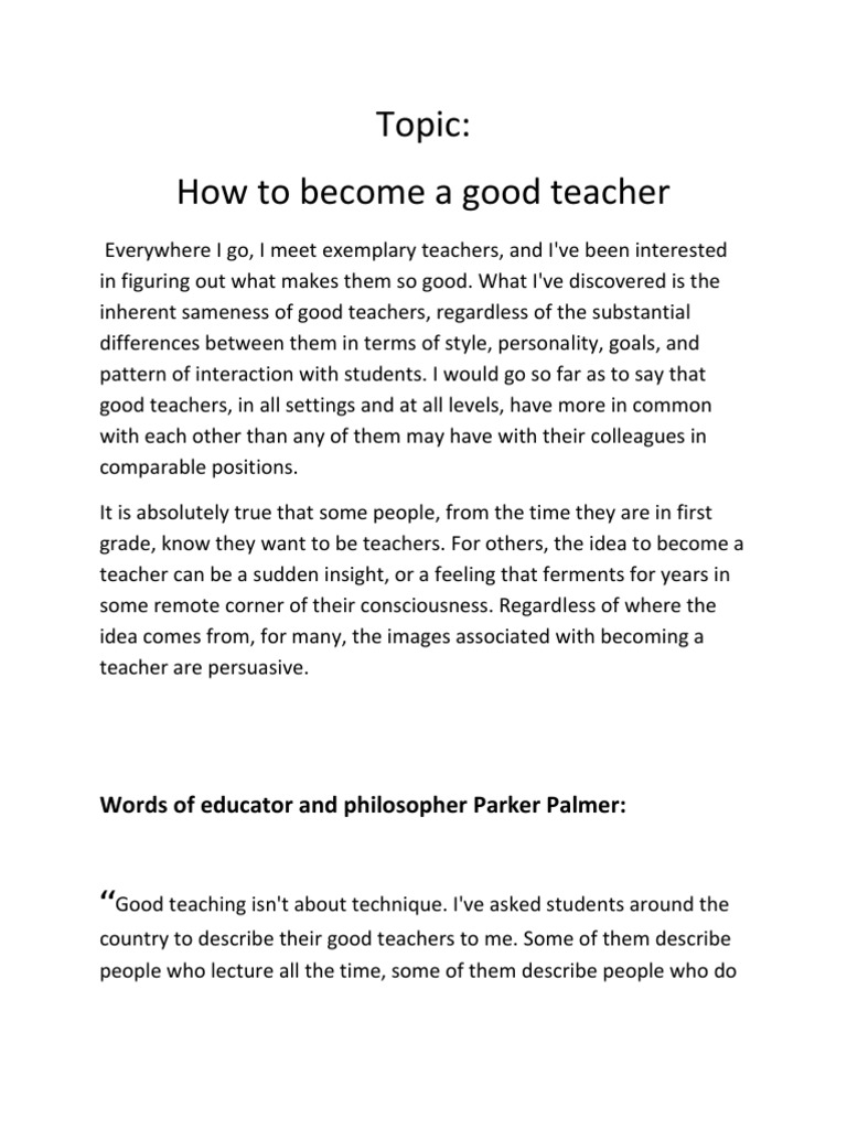 Becoming a Good Teacher: Key Traits | PDF | Teacher Education | Teachers