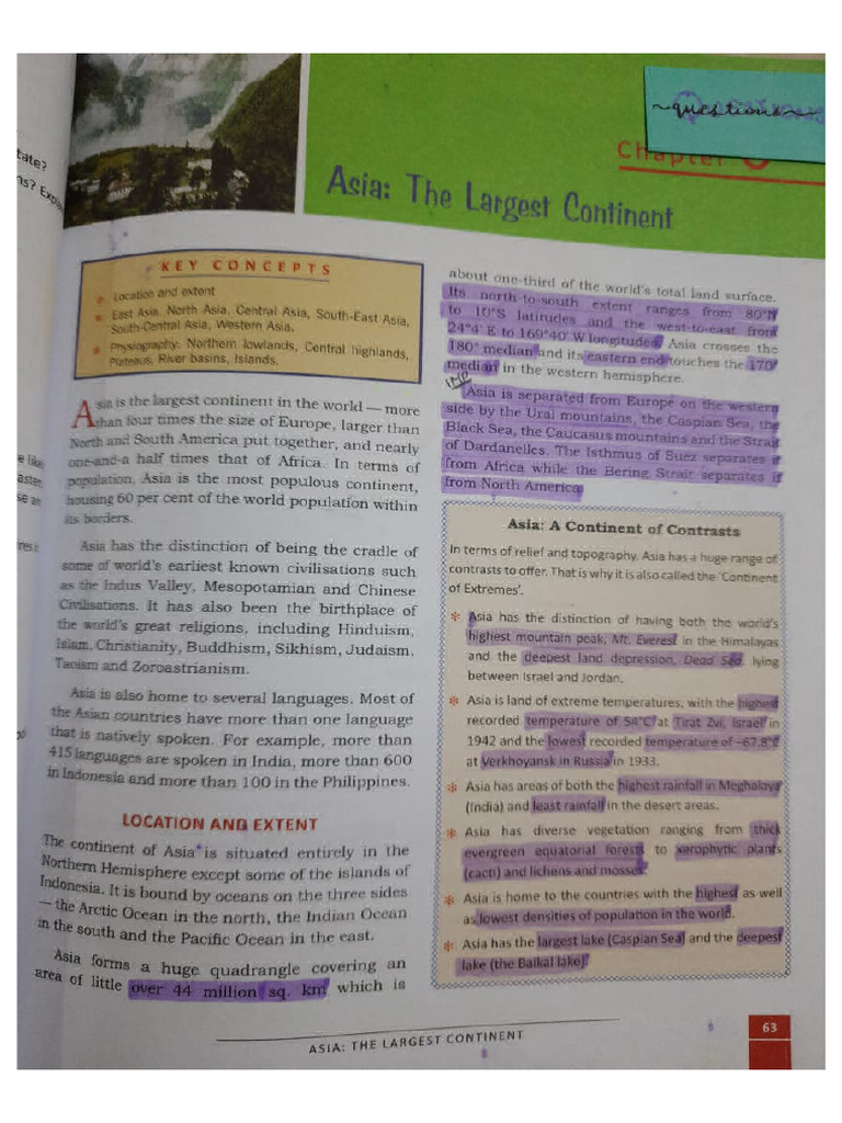 Geog-Ch6-Asia - The Largest Continent | PDF