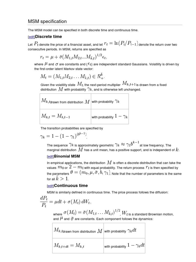 MSM Specification: Discrete Time | Download Free PDF | Analysis ...