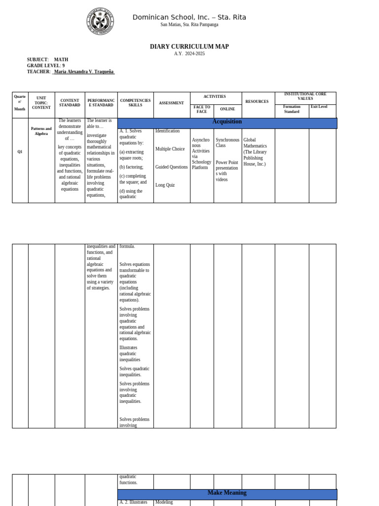 Math Gr9 Cmap | PDF | Quadratic Equation | Equations