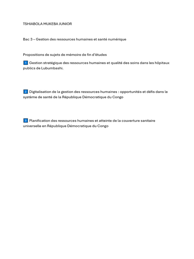 Sujets Mémoire | PDF