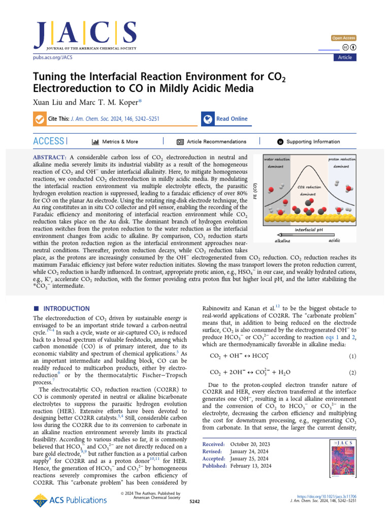 Tuning The Interfacial Reaction Environment For Co2 Electroreduction To ...