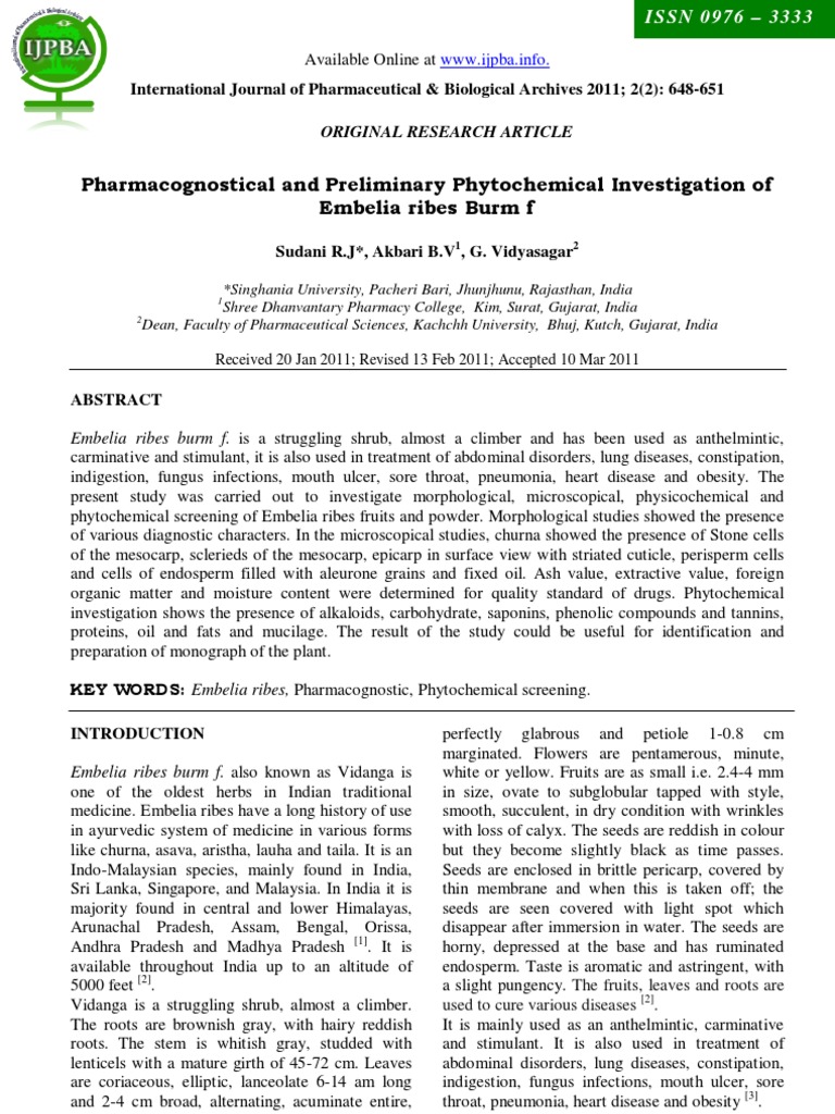 Pharmacognostical and Preliminary Phytochemical Investigation of ... Pharmacognostical and Preliminary Phytochemical Investigation of ...