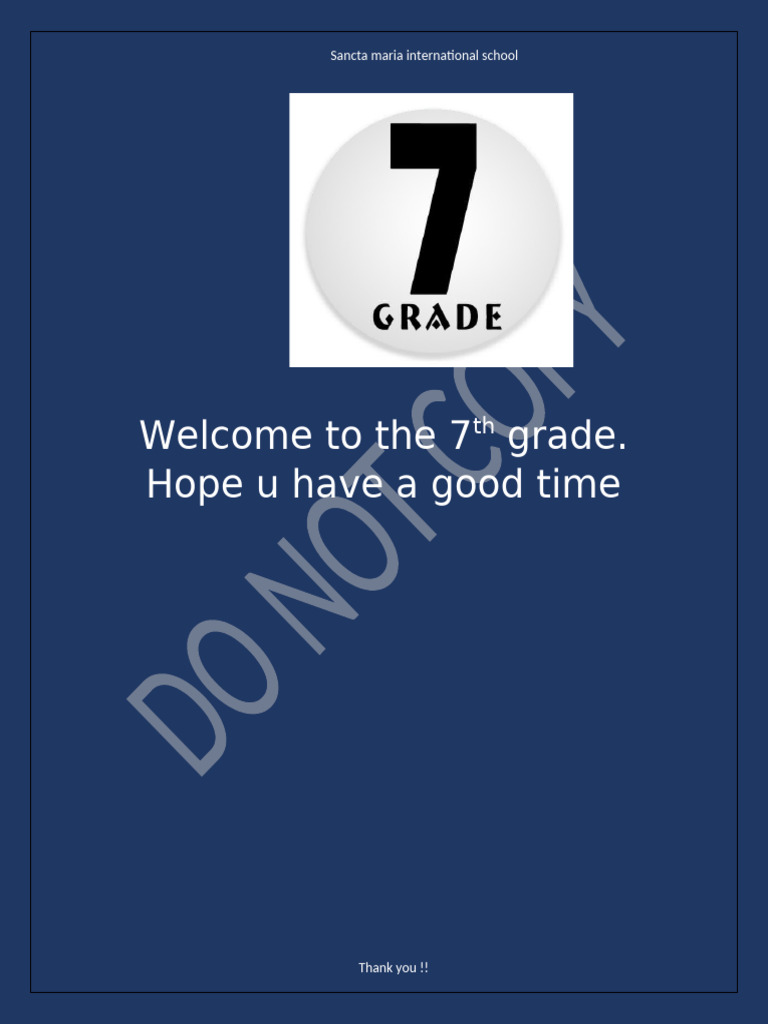 Welcome To The 7th Grade | PDF