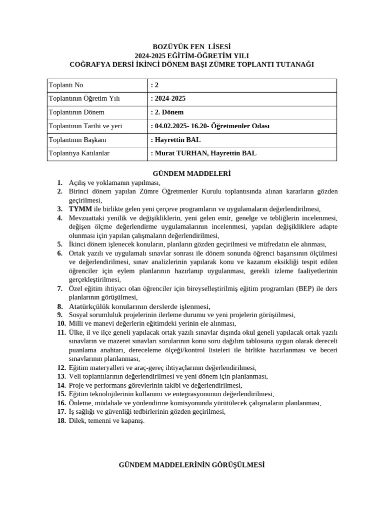 Cografya 2 Donem Zumresi 2025 | PDF