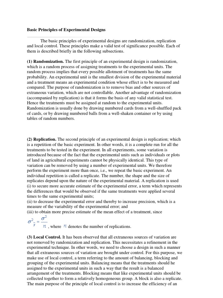Basic Principles of Experimental Designs | PDF | Design Of Experiments ...