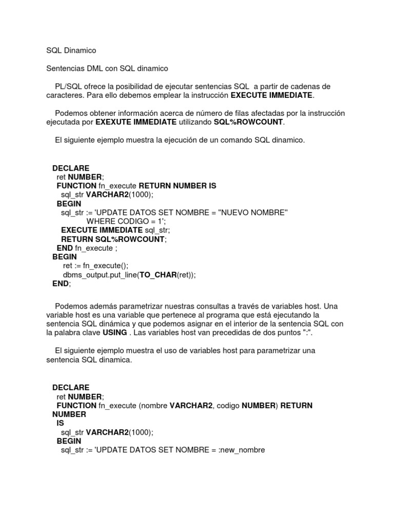 SQL Dinamico | PDF | SQL | Datos de computadora