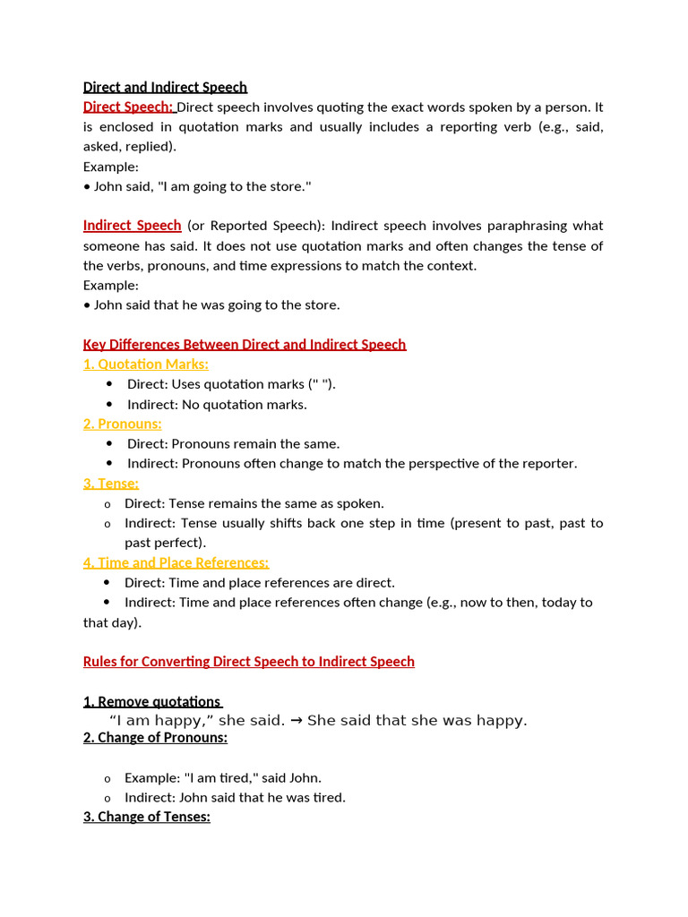 Direct and Indirect Speech Exam Practice | PDF | Language Mechanics ...
