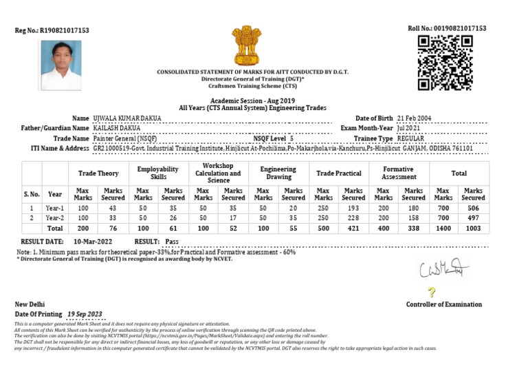 ConsolidatedMarksheet R190821017153 | PDF