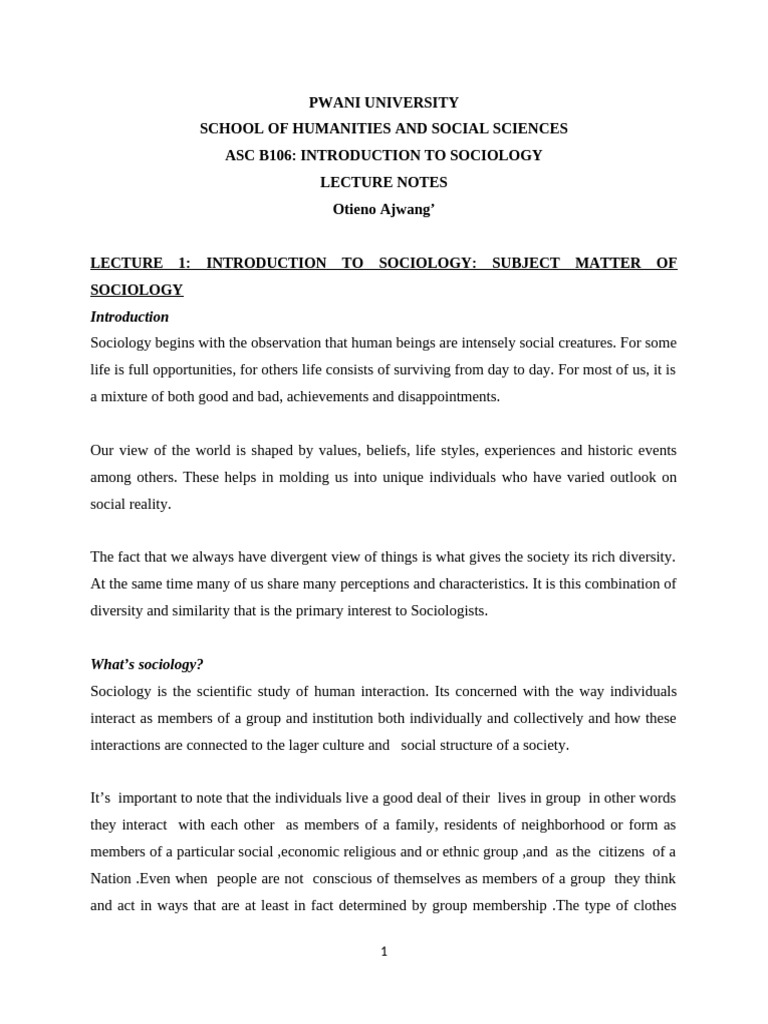 Lesson 1 - Introduction To Sociology | PDF | Sociology | Science