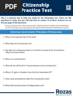 Citizenship Test Writing Practice Sentences | PDF | United States ...