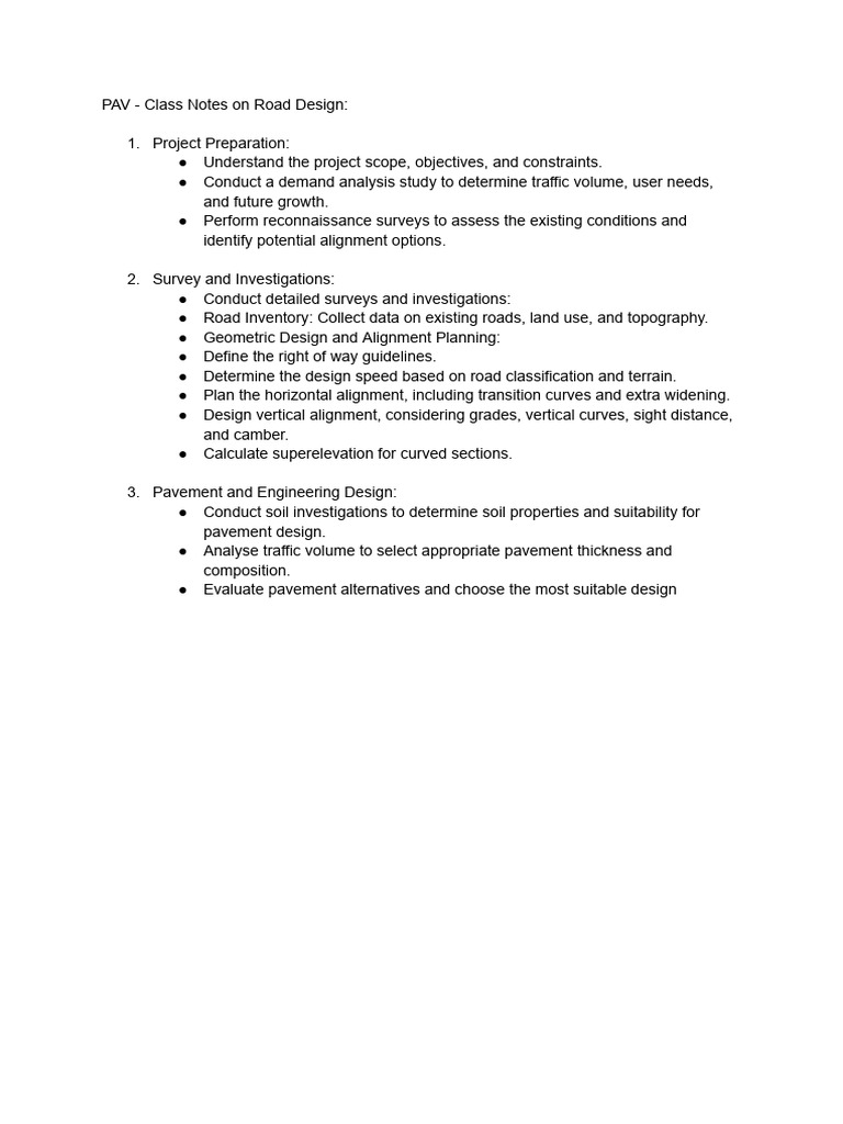 Class Notes - Road Design | PDF | Road | Road Transport