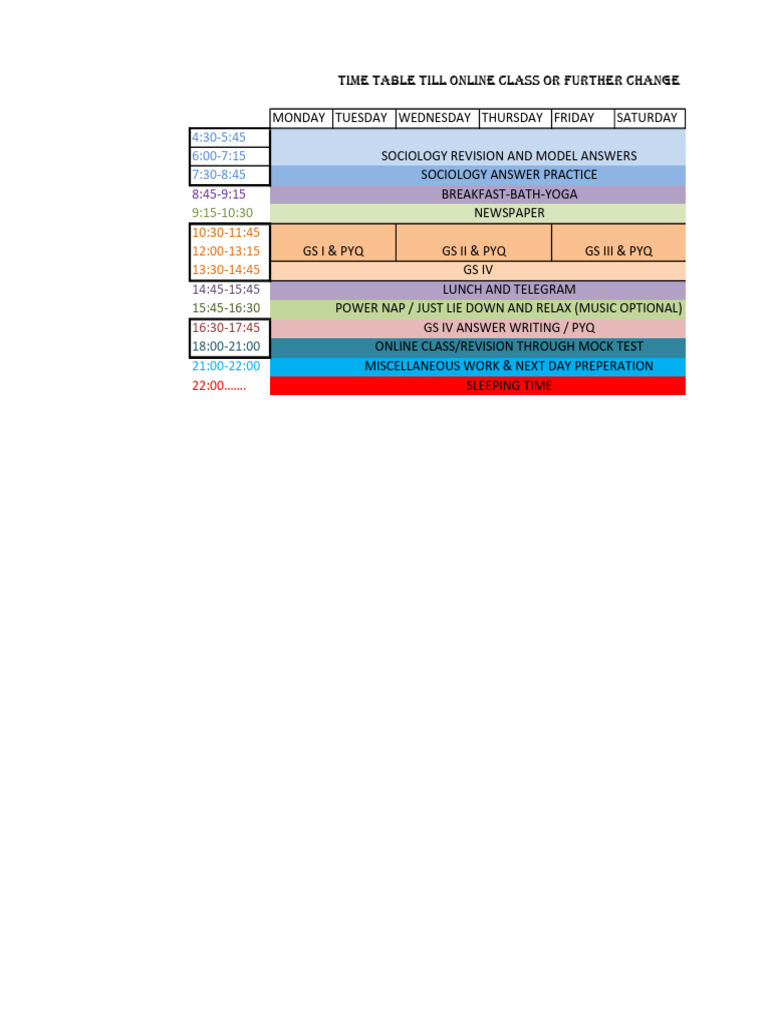 Time Table | PDF