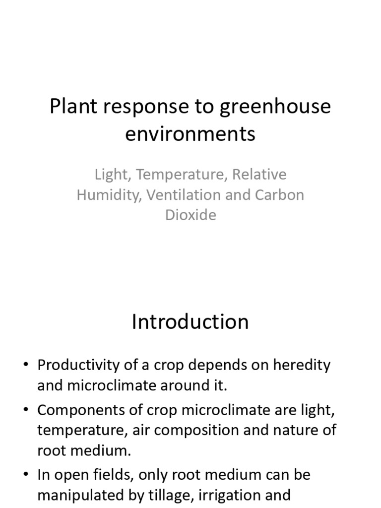 Greenhouse Plant Response Presentation | PDF | Carbon Dioxide | Humidity