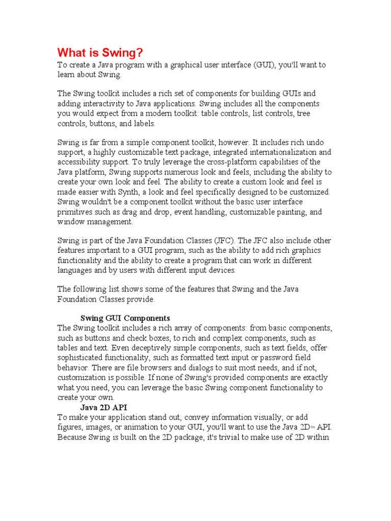 What Is Swing | PDF | Java (Programming Language) | Web Browser