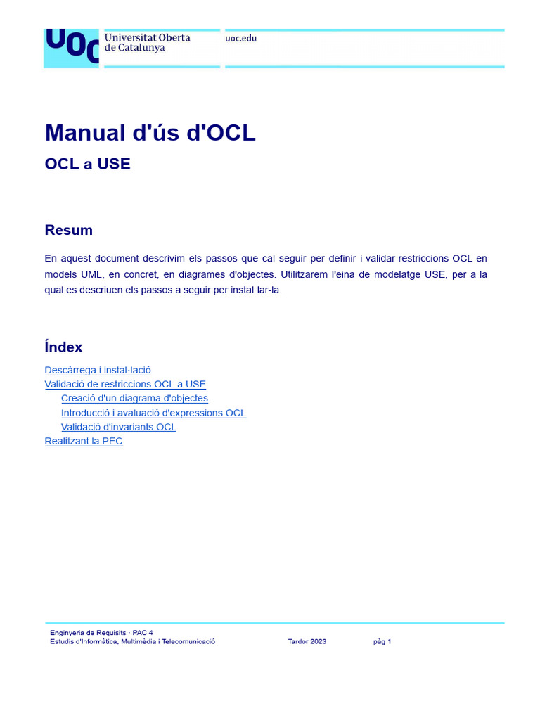 Ús de OCL en USE | PDF
