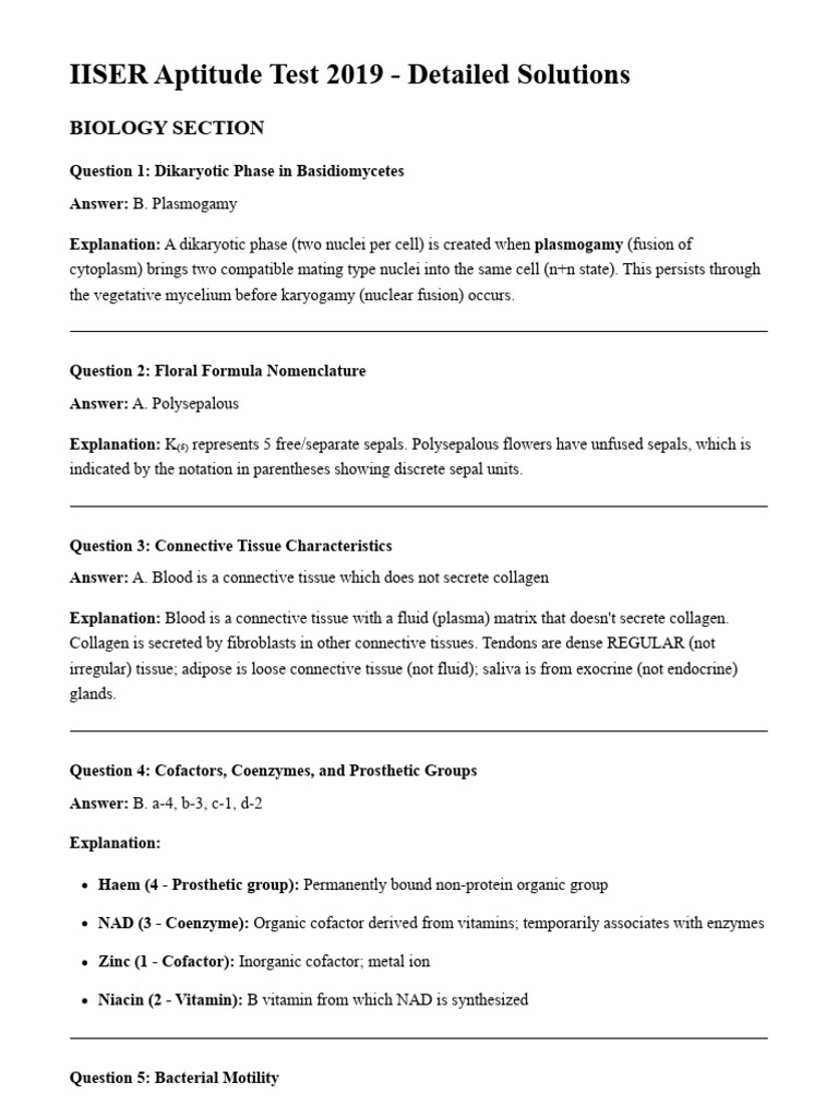 IISER Aptitude Test 2019 - Detailed Solutions | PDF | Coordination ...