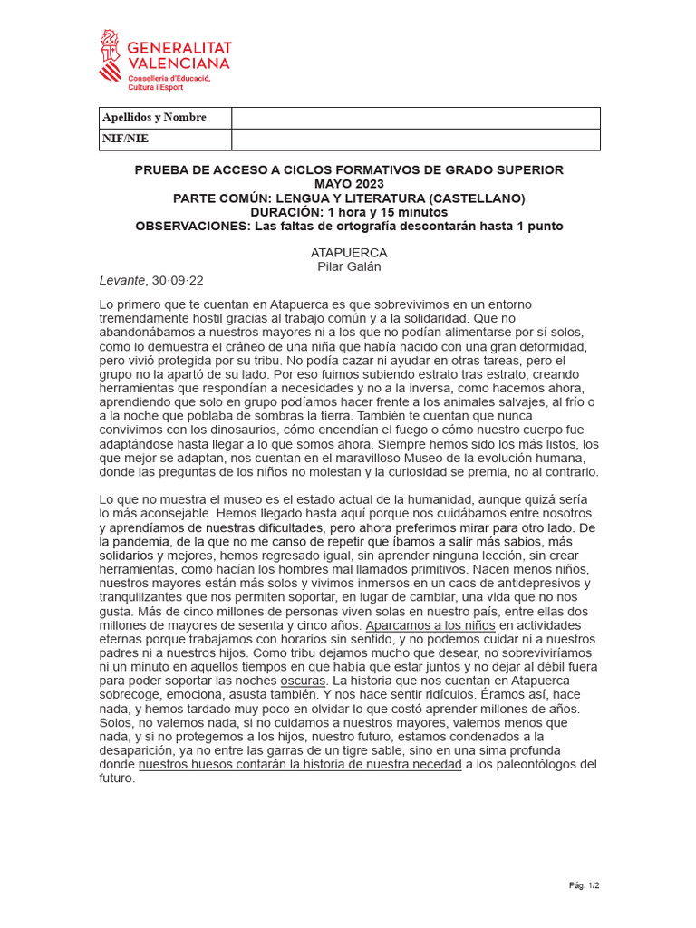 014 - PAGS Lengua y Literatura Mayo 2023 | PDF | Lingüística