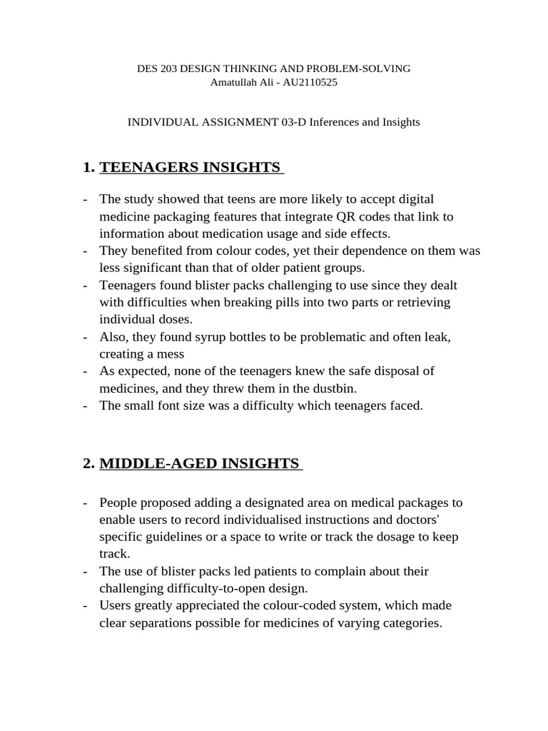 Des 203 Design Thinking and Problem-Solving | PDF | Adolescence