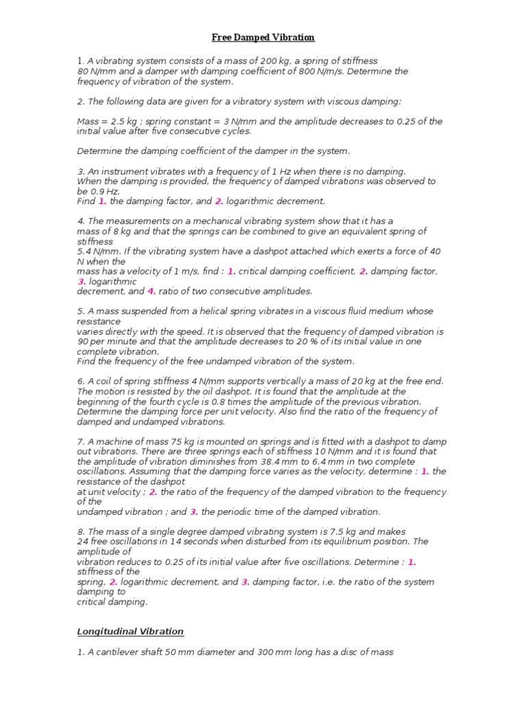 Free Damped Vibration | PDF | Classical Mechanics | Applied And Interdisciplinary Physics