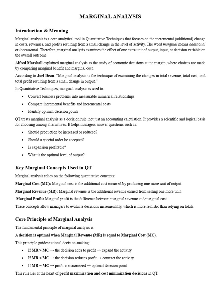 Marginal & Decision Tree Analysis | PDF | Marginal Cost | Profit ...