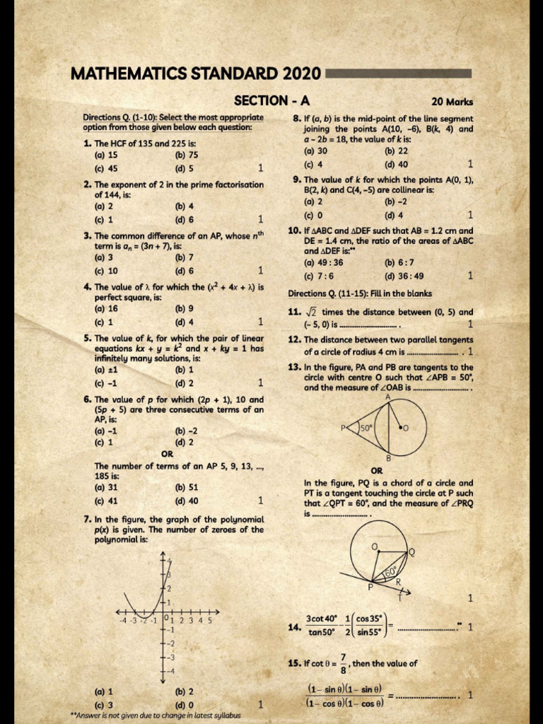 2020 Math Standard | PDF