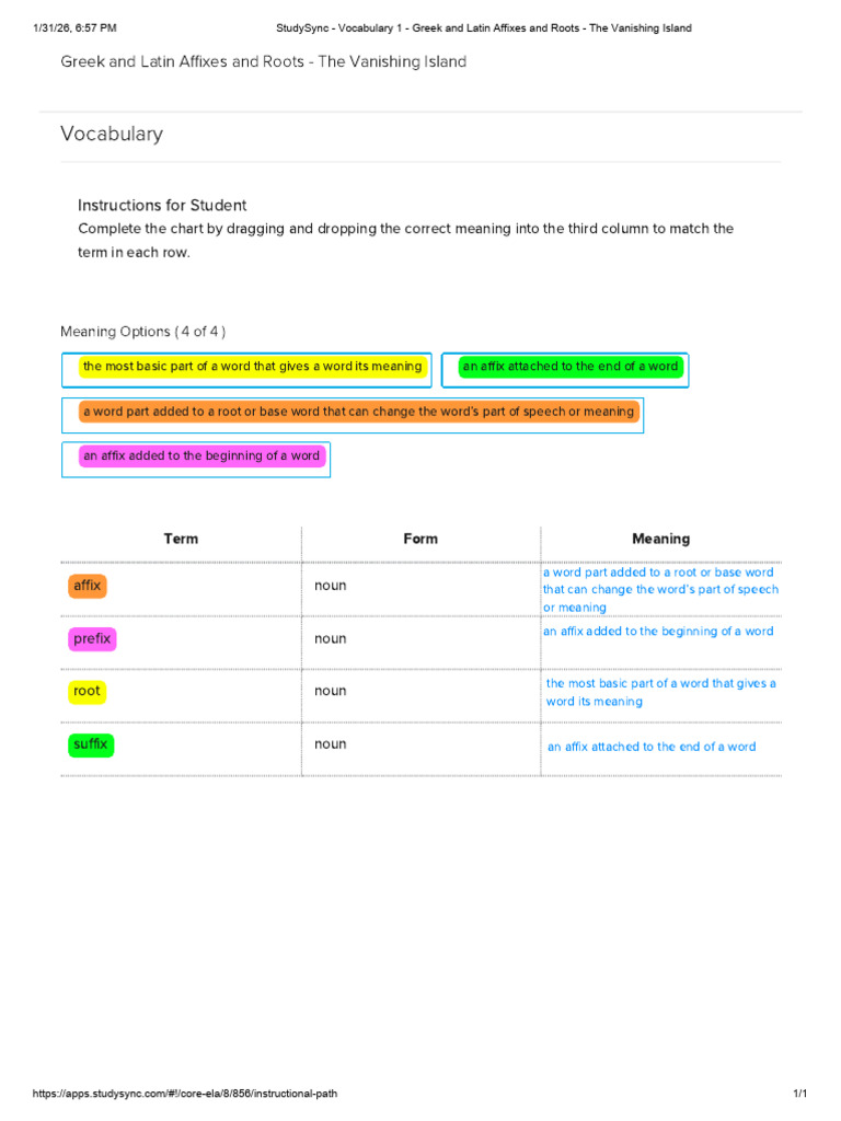 Studysync - Instructional Path - No Risk, No Reward Grade 8 Vocabu PDF ...