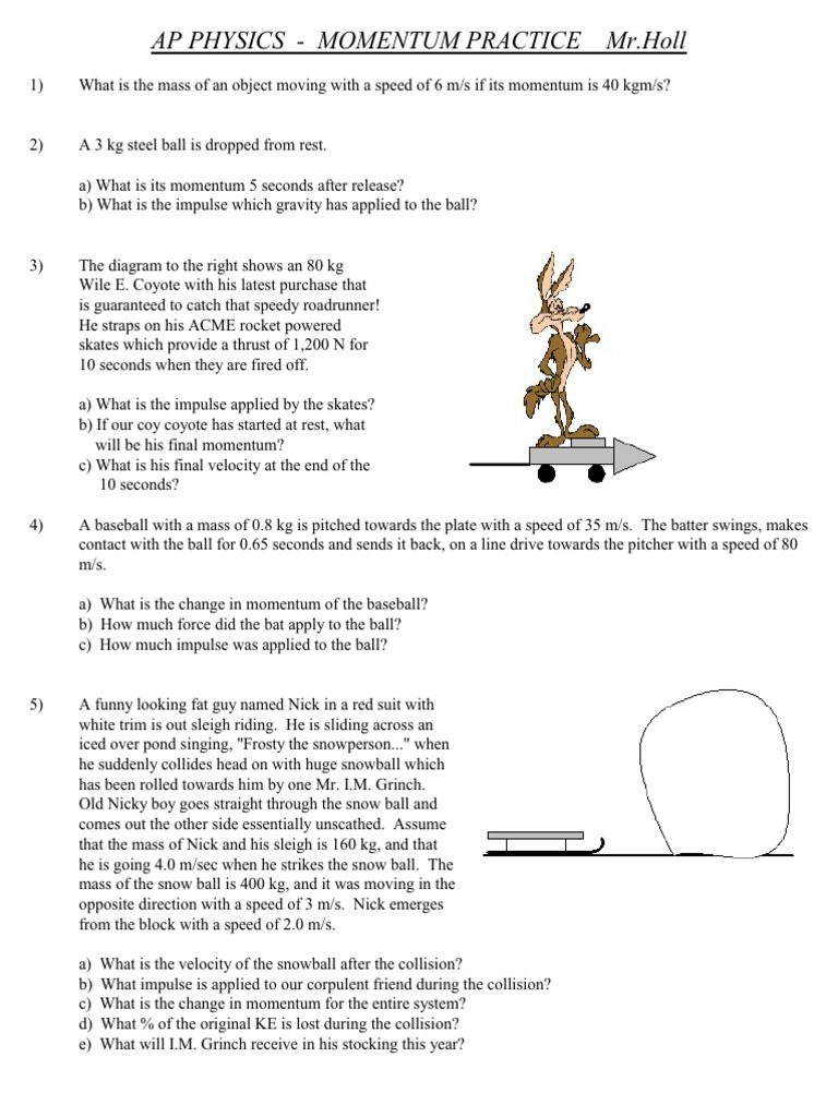 Momentum Practice Problems Apb | PDF | Collision | Momentum