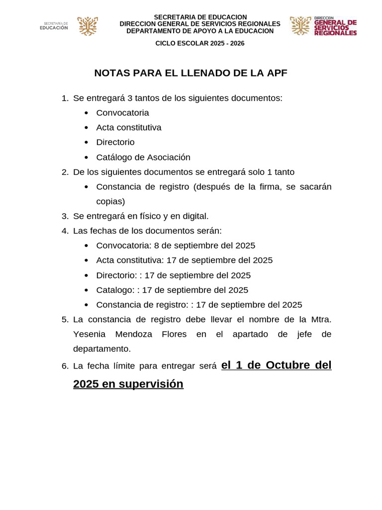 1.convocatoria APF. Ciclo Escolar 2025 - 2026 | PDF
