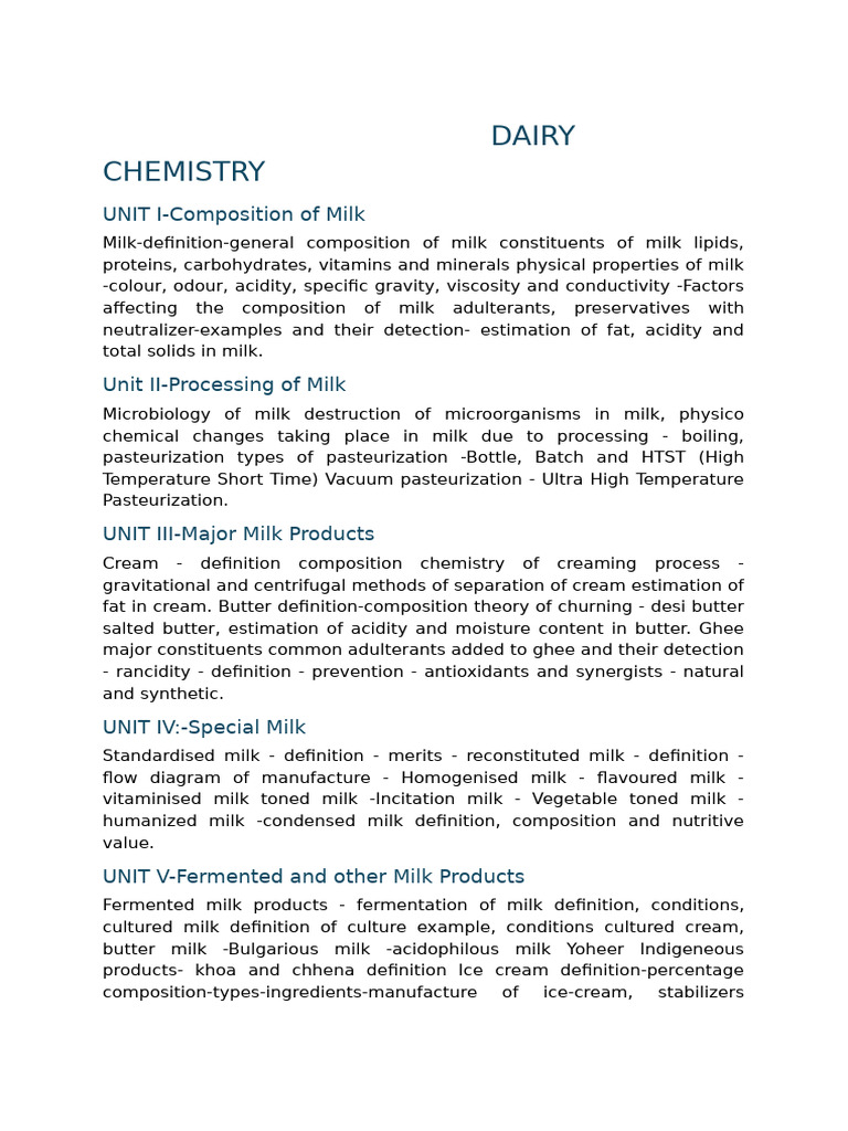 DAIRY CHEMISTRY Chapter 1 Composition of Milk | PDF | Milk | Butter
