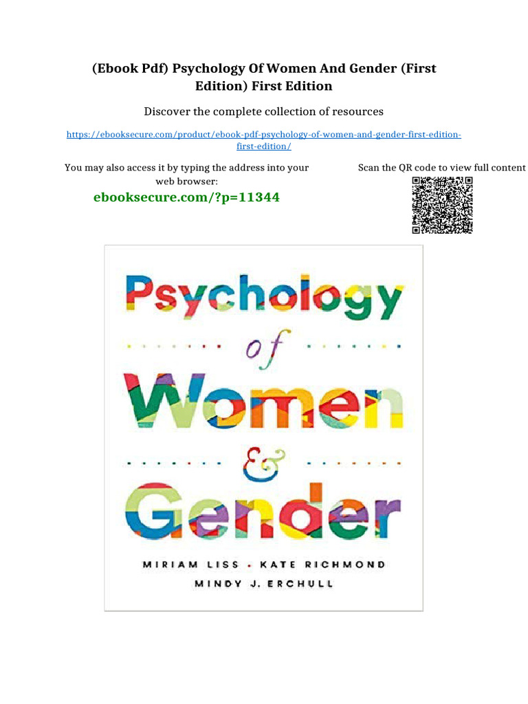 (eBook PDF) Psychology of Women and Gender (First Edition) First ...
